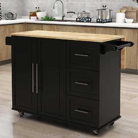 Drop Leaf Kitchen Island - for Storage, Food Prep & Dining