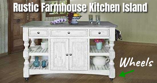 My Favorite Rustic Farmhouse Kitchen Island - on Wheels